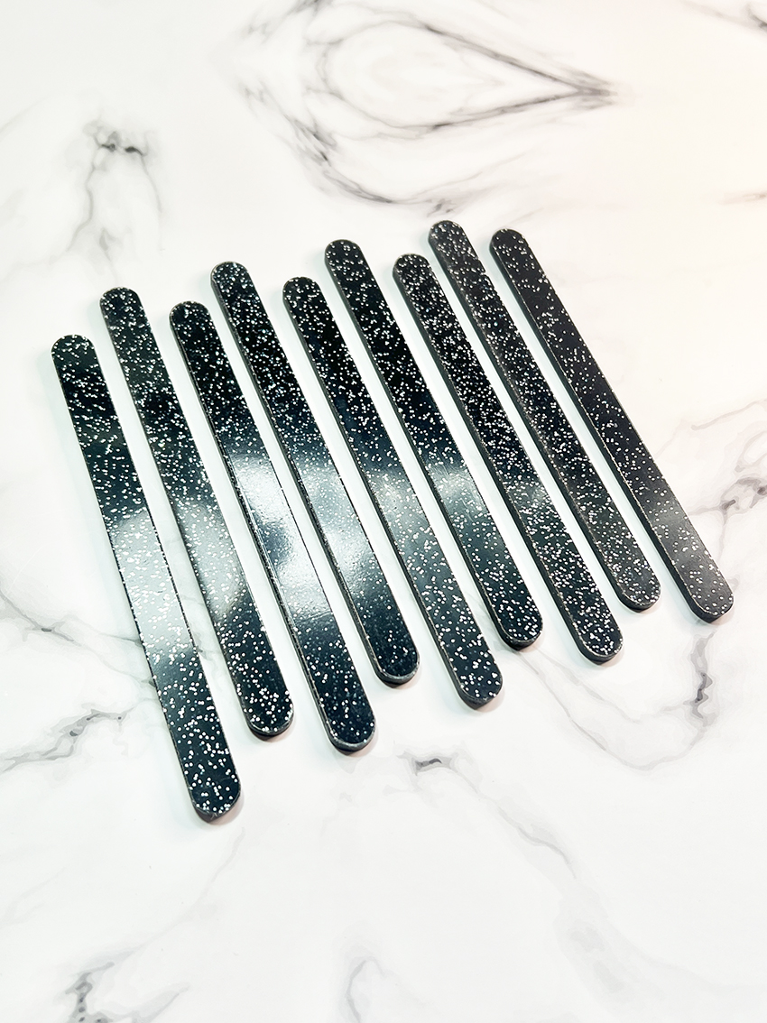 Palitos Sticks Glitter Negro x 25 unidades 10,4cm - PauCakes Argentina